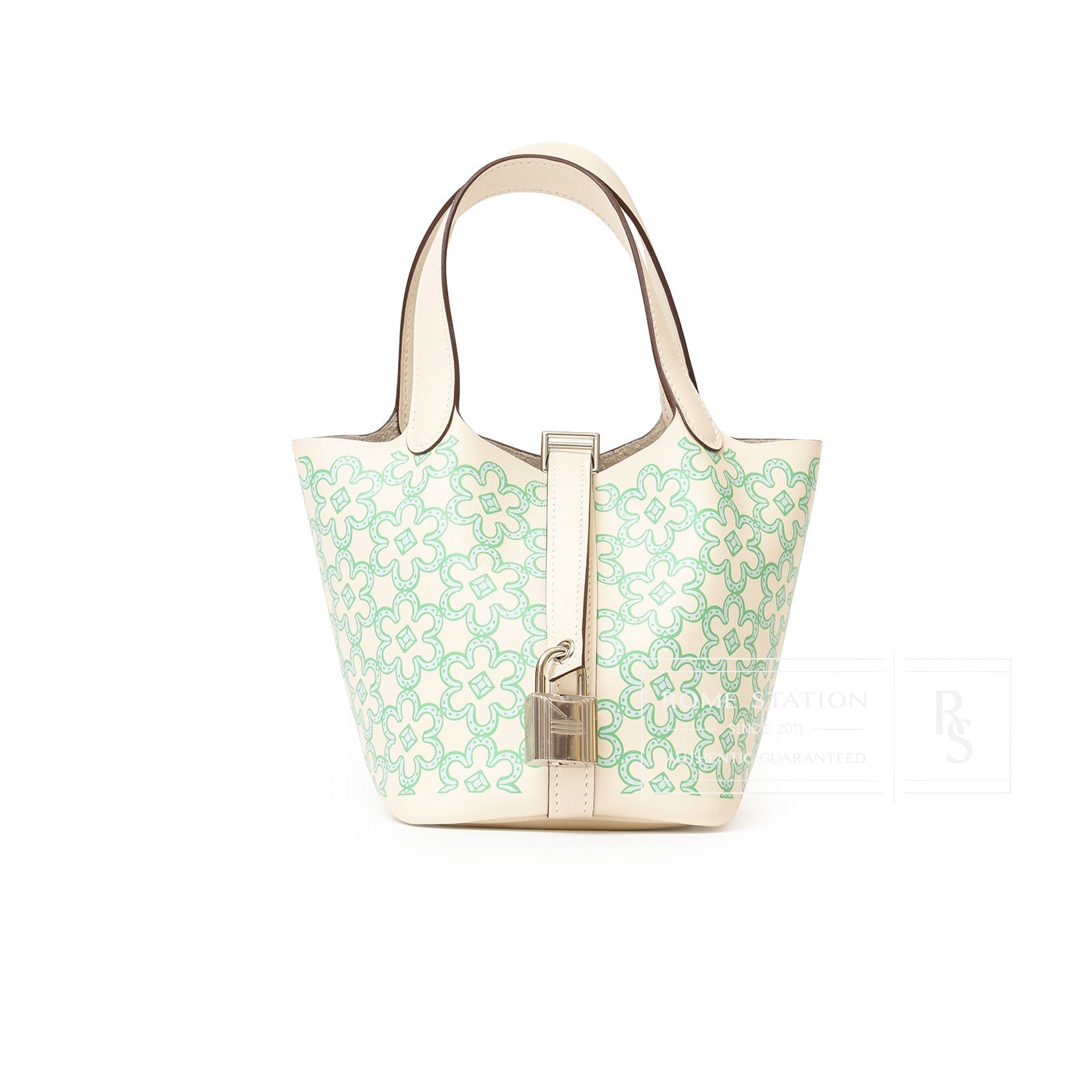 Hermès Micro Picotin 14 “Lucky Daisy” in Nata, Vert & White Swift ...
